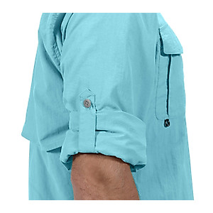 Little Donkey Andy Men's UPF 50+ UV Protection Shirt, Long Sleeve Fishing Shirt, Breathable and Fast Dry Blue XXL