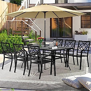 Incbruce Patio Dining Table, 60" x 37" Rectangle Metal Steel Slat Table, with 1.57" Umbrella Hole, for Backyards, Porches, Gardens or Poolside