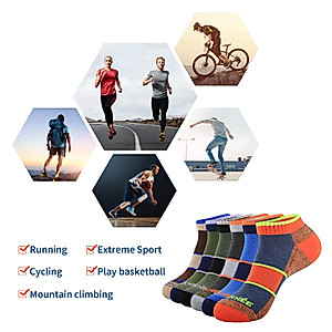 JOYNÉE Mens Low Cut Athletic Cushion Socks Comfort Running Ankle Socks with Moisture Wicking 6 Pack