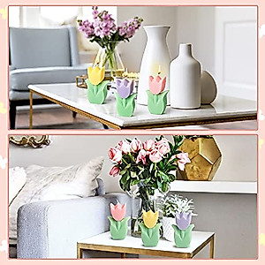 COcnny 3pcs Spring Tulip Candle Easter Decor, Tulip Shaped Scented Candles Decorations, Flower Aesthetic Paraffin Soy Wax Stress Relief Aromatherapy Candle for Home Bedroom Birthday Gift Party Favors