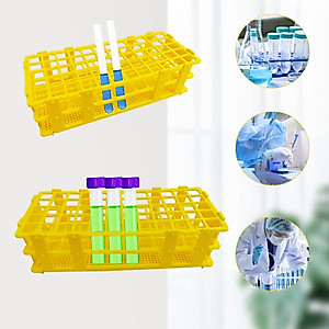 Pocomoco 3 Packs Plastic Test Tube Rack, 60 Holes Lab Test Tube Rack Holder for 16mm Test Tubes, Yellow, Detachable (Yellow60)