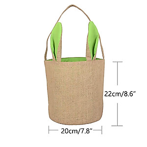 KEFAN 3 Pack Easter Bunny Baskets Jute Burlap Easter Bags with Ears Stand Up 8 x 8 x 9 Inch