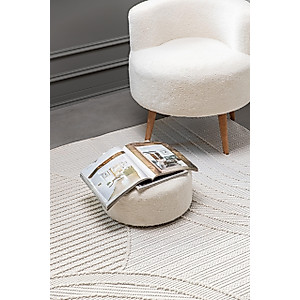 CAMILSON Micro Loop Rug 5x7 Modern Luxury Geometric Arch Area Rugs Soft High and Low Pile Stain Resistant Easy-Cleaning Non-Shedding for Living Room Office Indoor Carpet (5 x 7 / White)