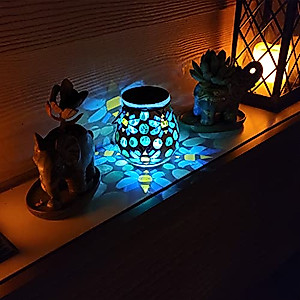 Afirst Mosaic Outdoor Lanterns - Glass Solar Hanging Lights Bee Hollow Out Waterproof Outdoor Decorative for Garden, Patio, Holiday Party Outdoor Decoration
