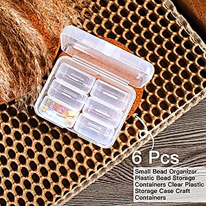 SKNBC 6 Pieces Small Clear Plastic Beads Storage Containers Box with Hinged Lid for Storage, 6 Mini 1 Big Plastic Craft Storage Boxe for Small Items and Other Craft Projects