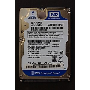 WD5000BPVT, DELL SCORPIO BLUE 500GB 5400 RPM 2.5" SATA HARD DRIVE