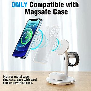 Upgraded 3 in 1 Magnetic Wireless Charging Station, 15W Fast Mag-Safe Charger Stand for iPhone 14/13/12 Series, Mag-Safe Charger for iWatch Ultra /8/7/SE/6/5/4/3/2 and Airpods (with QC3.0 Adapter)