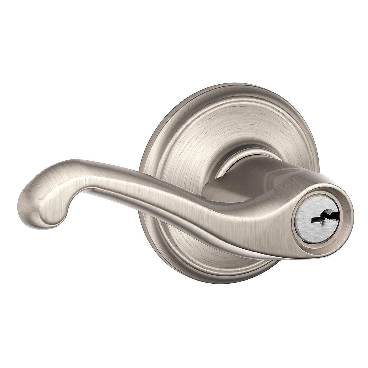 SCHLAGE LOCK CO F51VFLA619 Flair Entry Locks, Satin Nickel