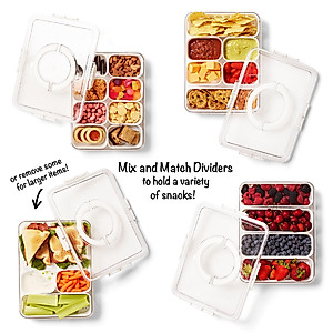 Gorgania 2 Pack Divided Serving Tray with Lid and Handle, Travel Snack Box Charcuterie Container for Portable Snack Platter, 8+4 Compartments Stackable Clear Snack Tray for Veggie, Candy, Nuts