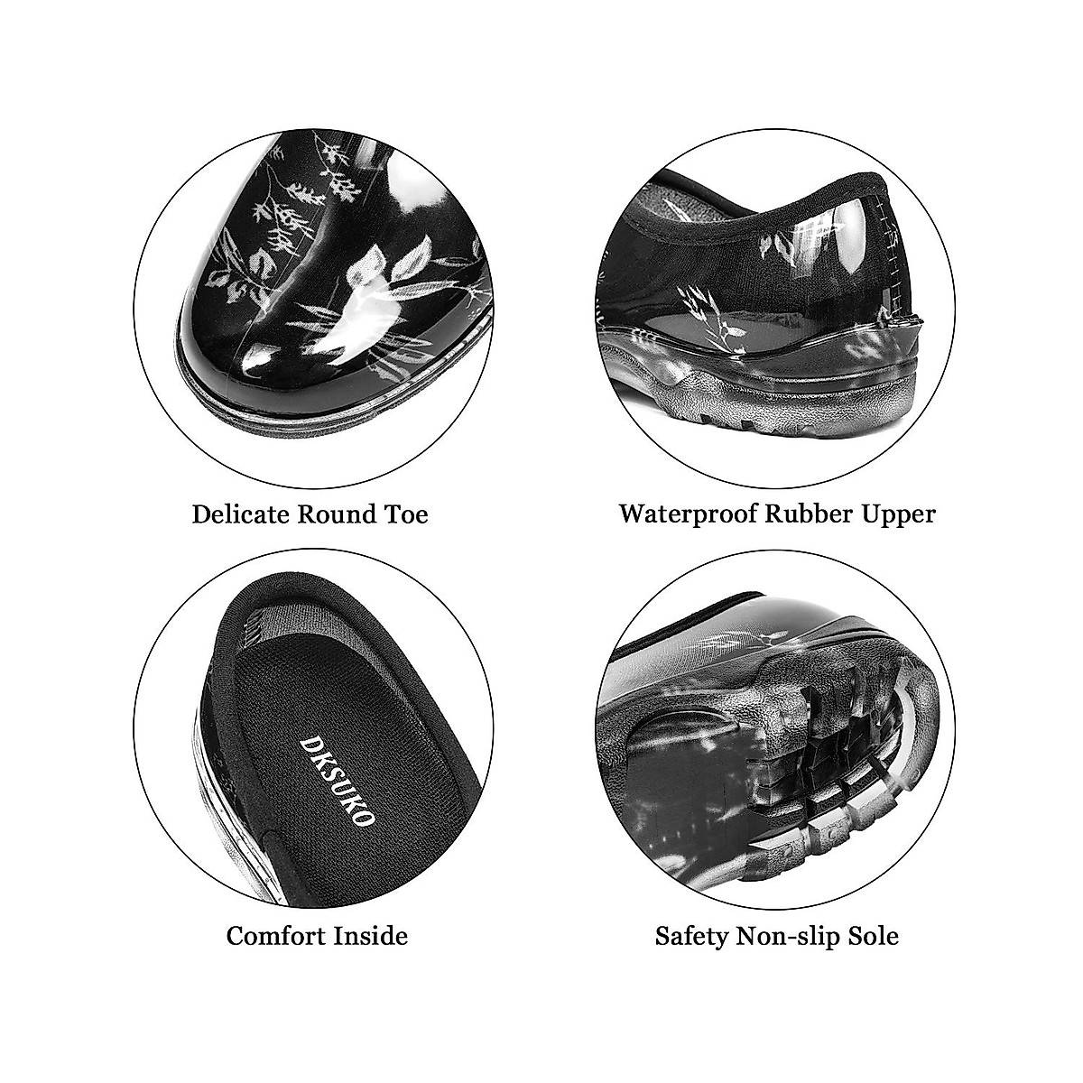 DKSUKO Women's Rain Boots Waterproof High Top Rain Shoes with Lace Up Anti-Slip Garden Shoes(Tree Leaf,8)