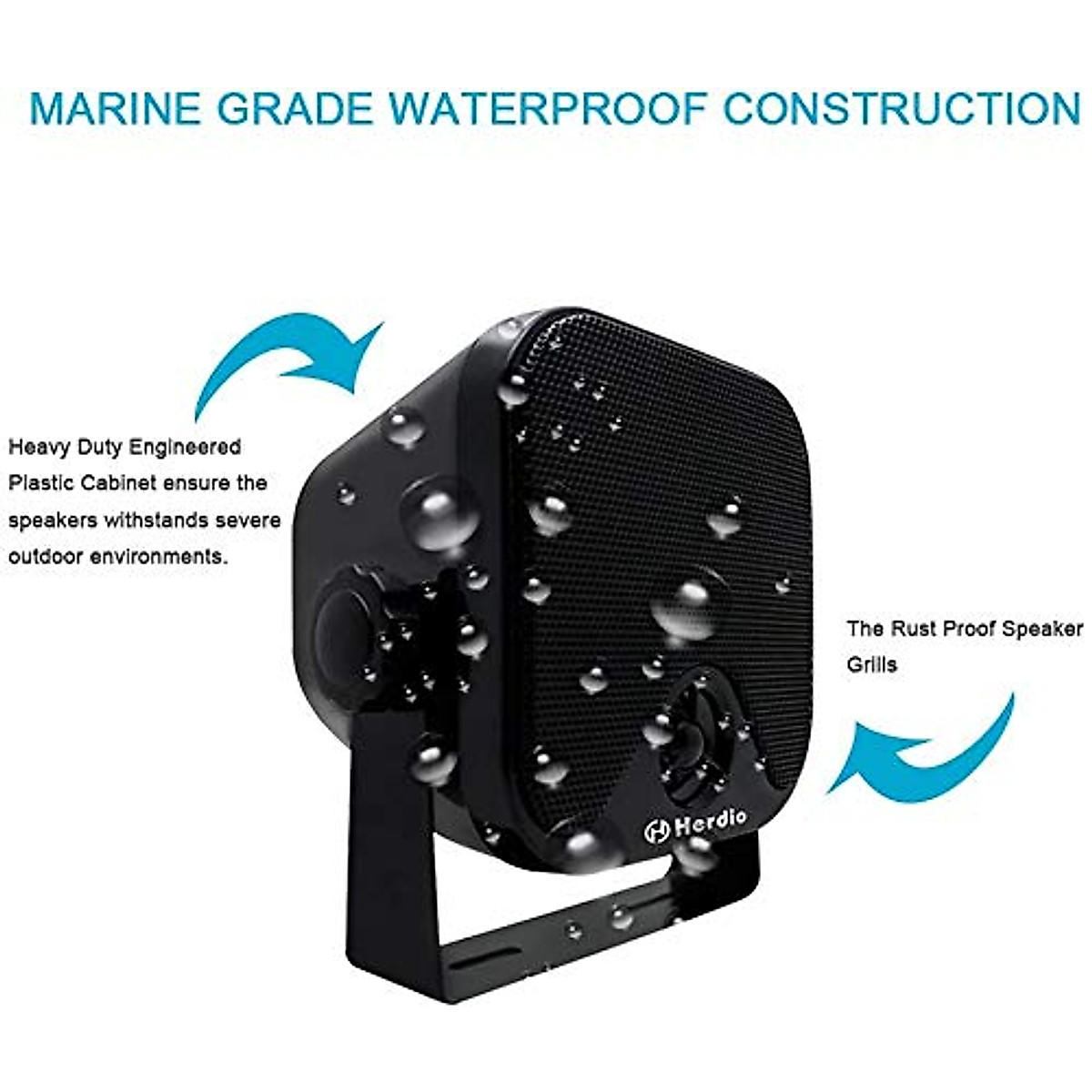 4 Inches Heavy Duty Waterproof Boat Marine Box Outdoor Speakers Surface Mounted for Skid Steer ATV UTV RZR Golf Cart Tractor Powersports Boat Truck Jeep