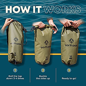 Earth Pak Waterproof Dry Bag - Roll Top Waterproof Backpack Sack Keeps Gear Dry for Kayaking, Beach, Rafting, Boating, Hiking, Camping and Fishing with Waterproof Phone Case