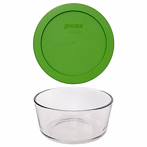 Pyrex (1 7201 4 cup Glass Dish & (1) 7201-PC 4 Cup Lawn Green Lid Made in the USA