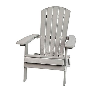 Flash Furniture Charlestown Commercial Folding Adirondack Chair - Gray - Poly Resin - Indoor/Outdoor - Weather Resistant