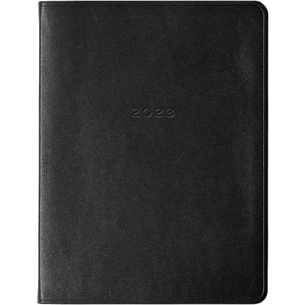 Graphic Image 2023 Leather Planner, Desk Diary Agenda Appointment Book, Luxury Soft Leather Bound in The USA, 7x9", Black