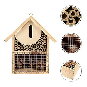 Happyyami Mason Bee House Bee Hive Attracts Peaceful Bee Pollinators to Garden Productivity for Bees Butterflies and Ladybugs