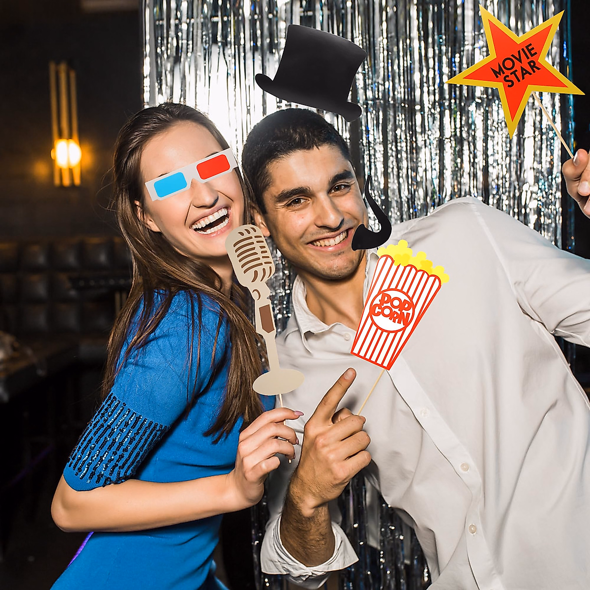 LASLU Movie - Hollywood Party Photo Booth Props Kit - 33 Count