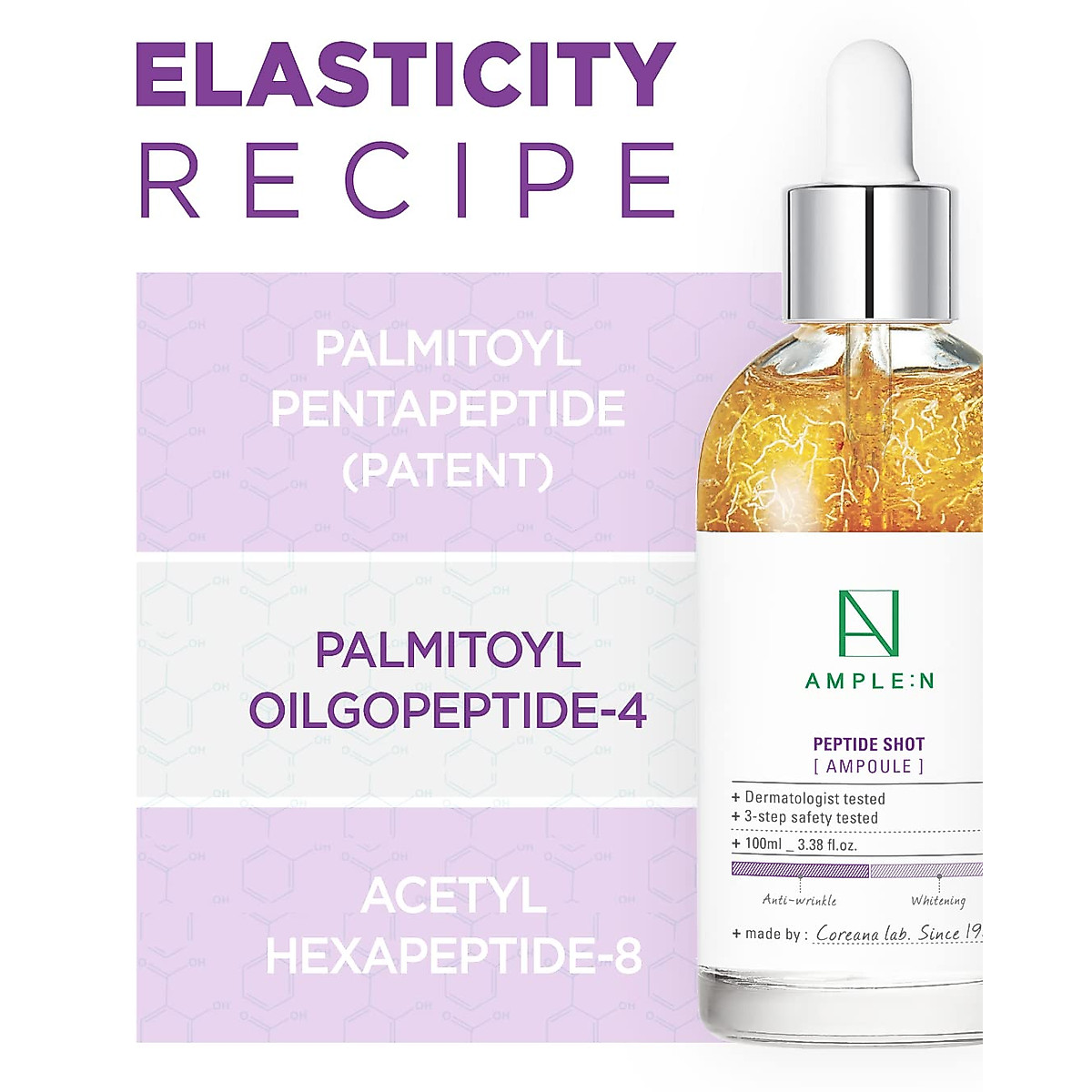 CORÉANA AMPLE:N Peptide Shot Serum - Anti-Aging Face Serum with Peptide Threads to Minimize Wrinkles and Improve Firmness - Peptide Serum to Lift Sagging Skin - Visibly Plump, 3.38 fl. oz.