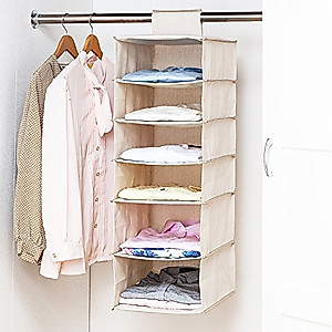 Astro 6-Shelf Hanging Closet Organizer, Collapsible Hanging Closet Shelves, Hanging Organizer for Closet, Natural, 600-11