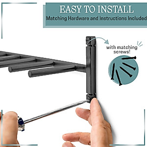 Wine Glass Rack, Wall Mounted Wine Glass Rack, Under Cabinet Stemware Rack for Kitchen, Wine Glass Holder Glasses Storage Hanger Copper Hanging 4 Wine Glasses with Class by Wanda Living - Black