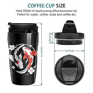 Yin-Yang Japanese Fish Travel Coffee Mug Reusable Coffee Cup Tumbler with Lid for Outdoor 250ml