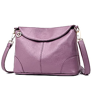 Purse for Women Satchel Messenger Leather Ladies Crossbody Shoulder Bag 11.8 inch Tote Handbag Wallet (Purple)