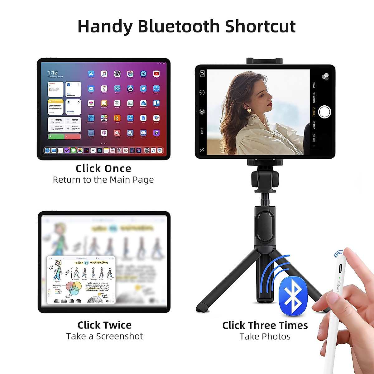 Uogic 2 Pack iPad Pen Stylus Apple Pen with Palm Rejection, Tilt, Magnetic, iPad Pencil Compatible with (2018-2022) Apple iPad Pro 11/12.9", iPad 6/7/8/9/10th, iPad Mini 5/6, iPad Air 3/4/5th Gen