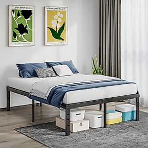 COMASACH Full Size Bed Frame 16 Inch Tall Heavy Duty Metal Platform Bed Frame, Sturdy Steel Frame,Support up to 3500lbs,No Box Spring Needed,Noise-Free,Easy Assembly
