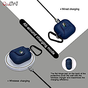 COOLTHAT  5 in One New Button Design Secured Lock Airpods 3 Case, 360° Protective Case (Upgrade in Jan. 2022) for Airpod 3rd Generation Charging Case, Supports Wireless Charging (Navy Blue)