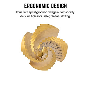 NEIKO 10180A Steel Spiral Quick-Change Step Drill Bit for Metal with 4-Flute Spiral Grooved Design, Nitride-Coated High-Speed Steel Multitool with 12 Sizes in 1 Step Bit, Unibit, Hole Drill Bit