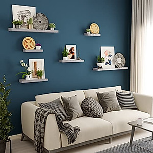 Wallniture Philly Floating Shelves for Wall Collage, Picture Ledge and Varying Sizes Bookshelf for Living Room Decor, Set of 6, Gray