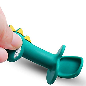 Baby Teething Toys Baby Teethers for Babies 0-6 Months 6-12 Months Infants (Dark Green, Dino Spoon Set)
