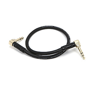 Monoprice Premier Series 1/4 Inch (TRS) Guitar Pedal Patch Cable Cord - 8 Inch - Black & 109439 Premier Series 1/4 Inch (TRS) 16AWG Cable Cord - 1.5 Feet- Black (Gold Plated)
