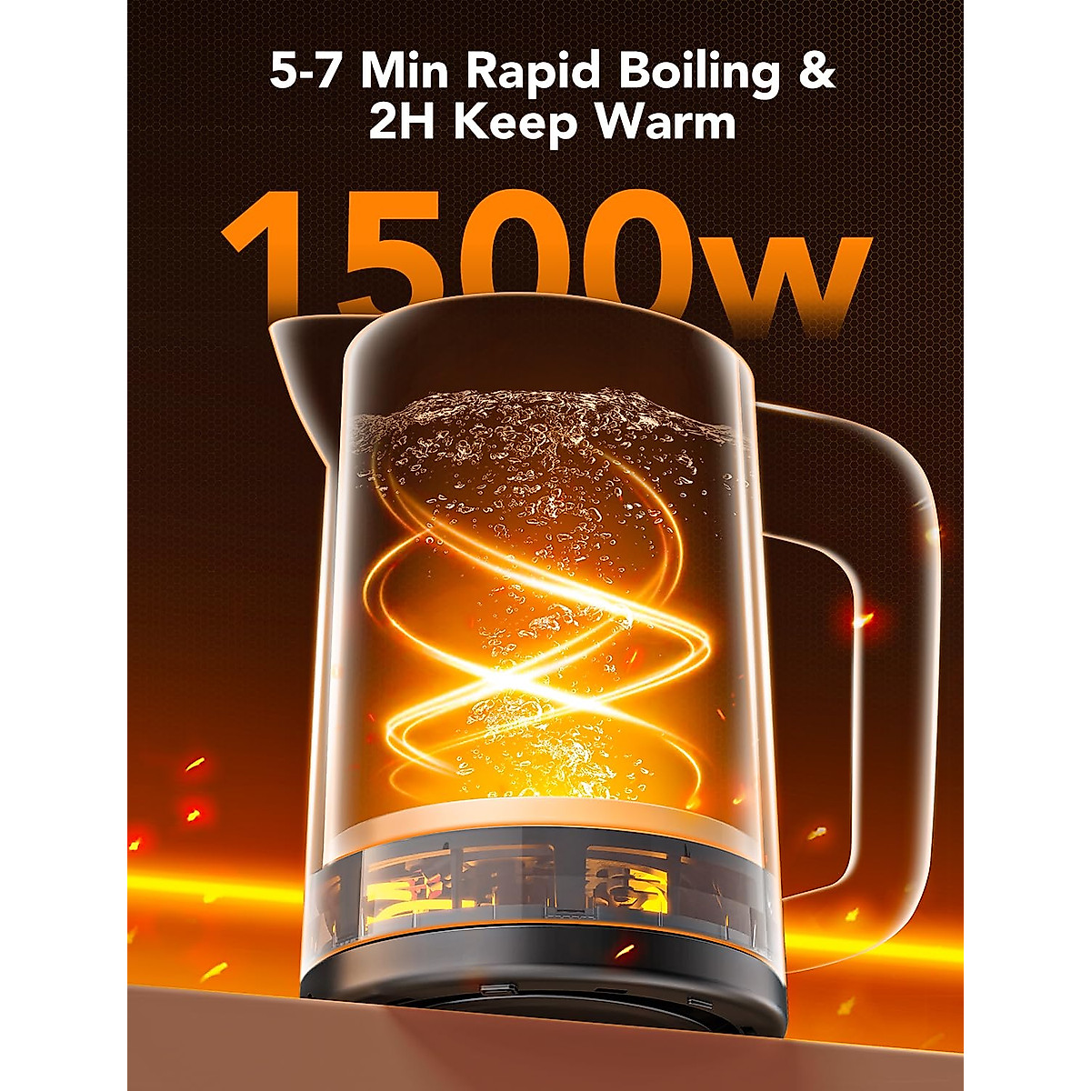 GoveeLife Smart Kettle Temperature Control 1.7L, 1500w WiFi Tea Kettle Electric with LED Indicator Lights, Remotely Control, 2H Keep Warm, 4 Presets Hot Water Boiler for Tea & Coffee & DIY