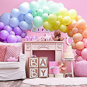 Pastel Balloon Garland Kit, JOGAMS 126 Pack Rainbow Balloon Arch, 5/12/18 Inch Assorted Color Balloons Set for Birthday Party Wedding Anniversary Baby Shower Pastel Party Decorations