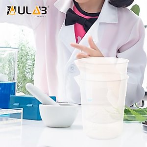 ULAB Scientific Plastic Beaker Set, 5 Sizes 50ml 100ml 250ml 500ml 1000ml, 2pcs for Each Size, Stackable with Spout, Molded Graduation, UBP1007