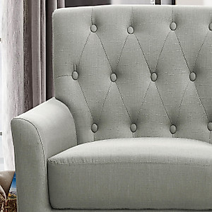 Rosevera Shevonne 30”Accent Fabric Upholstered Arm Tufted Comfy for Reading in Bedroom,Living Room, Sofa Chair,Armchair for Small Space,Wood Legs, Standard, Dove Grey