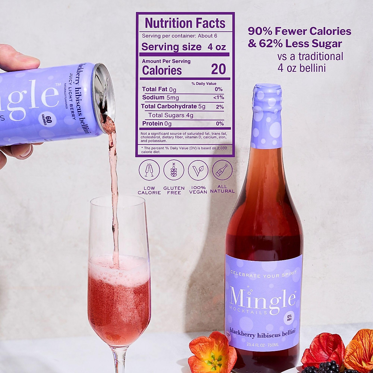 Mingle Mocktails Non Alcoholic Cocktails - 750ml Bottles (Various Flavors, 5 Bottle Pack)