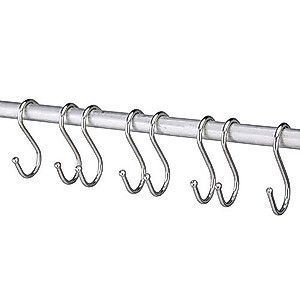 10 Pack S Shaped Hooks Stainless Steel Metal Hangers Hanging Hooks for Kitchen,Bathroom, Office, Work Shop, Garden, Indoor and Outdoor