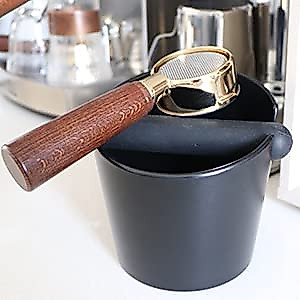 HOMEE Coffee Knock Box 4.8 Inch Shock-Absorbent Durable Barista Style Knock Box With Removable Knock Bar and Non-Slip Base Gift (Round)