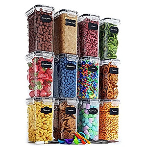 Airtight Food Storage Containers with Lids for Kitchen & Pantry Organization - Set of 12/2L Each - Kitchen Must Haves for Flour, Sugar & Dry Food Storage - BPA Free Plastic Canisters with Accessories