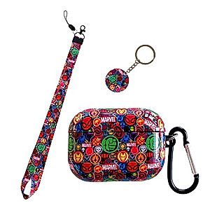 Auto Element Anime Super Hero Character Soft TPU Airpods Pro Case，with Cartoon Anime Lanyard Keychain，Suitable Fashion Man Women Girl Airpods Pro Case
