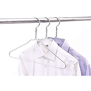Quality Hangers Silver Aluminum Metal Coat Hangers Heavy Duty Suit Hangers 10 Pack (Adult Size Coat Hanger)