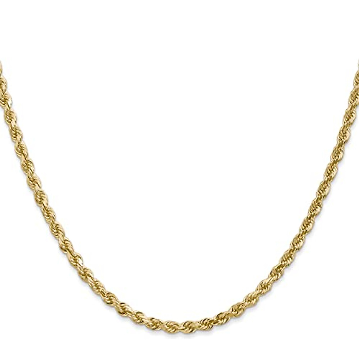 Avariah Solid 14K Yellow Gold 3mm Diamond-cut Rope with Lobster Lock Chain - 36"