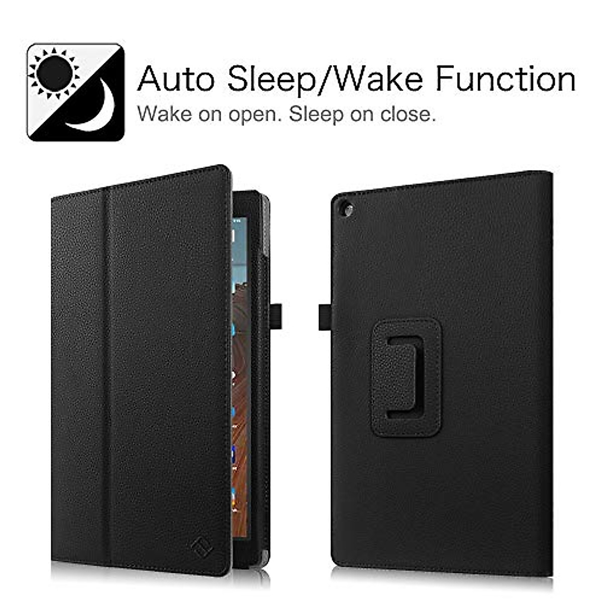 Fintie Folio Case for Amazon Fire HD 10 Tablet (Compatible with 7th and 9th Generations, 2017 and 2019 Releases) - Premium PU Leather Slim Fit Stand Cover with Auto Wake/Sleep, Black