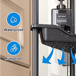 Purdaz 4 Tier Shower Caddy Organizer Shelf Corner, Rustproof, Plastic Shower Rack Stands for Inside Bathroom,Shower Pan, Black