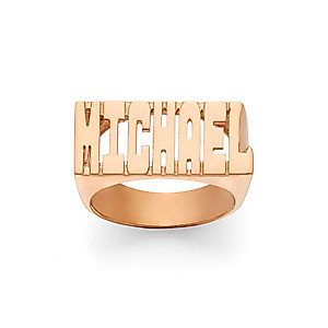 Silver N Style Lee 133Z Personalized Gold 10mm Large Size Block Letter Name Ring (Yellow Gold 10k, 10.5)