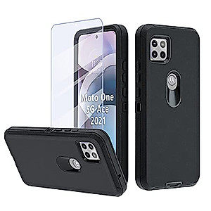 NUFR for Moto One 5G Ace Case,Motorola One 5G Ace 2021 Heavy Duty case[ with Clip], [Shockproof] [Dropproof] [Dust-Proof], Compatible with Motorola one 5G ace (Black)