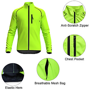 Wulibike Cycling Jackets for Men, Reflective Running Jacket Men Winter Cycling Clothing