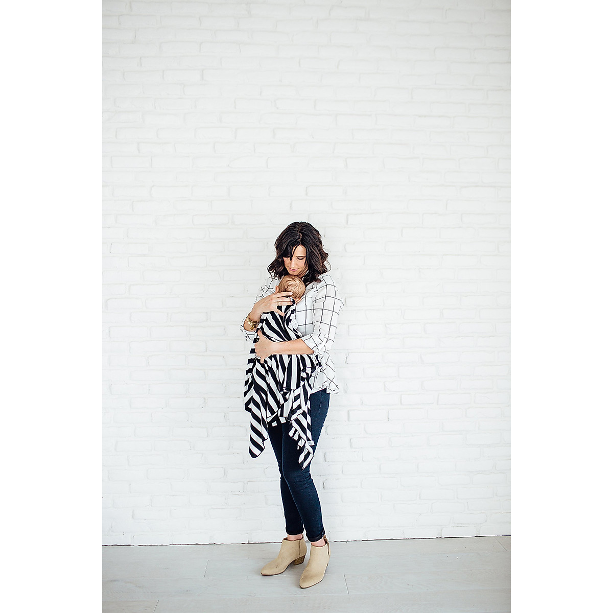 Copper Pearl Large Premium Knit Baby Swaddle Receiving Blanket Black and White Classic